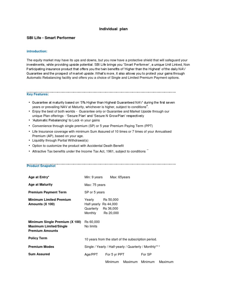 Ulip Plan of Sbi | PDF | Life Insurance | Insurance