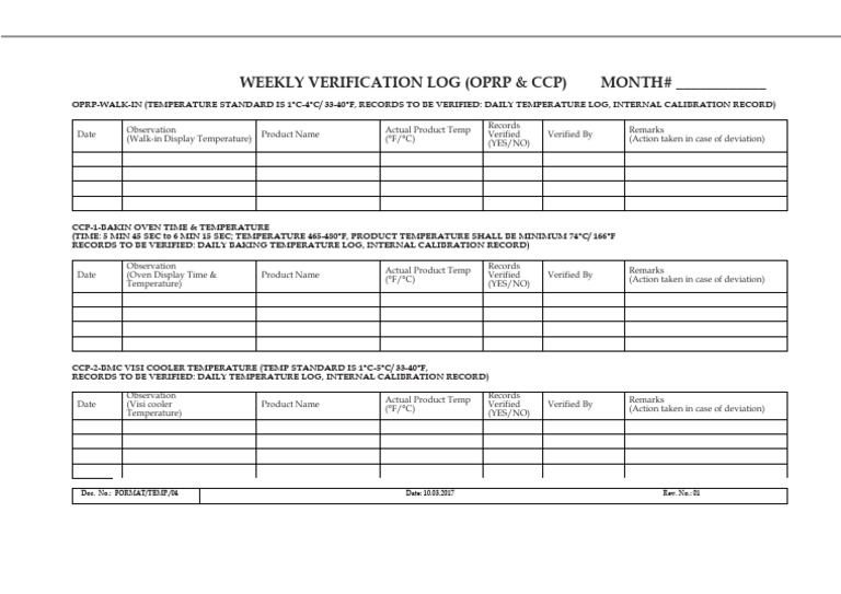 6.weekly Verification Log | PDF