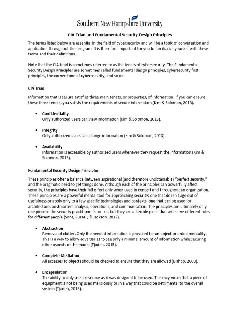 CIA Triad and Security Principles Overview | PDF | Information Security ...