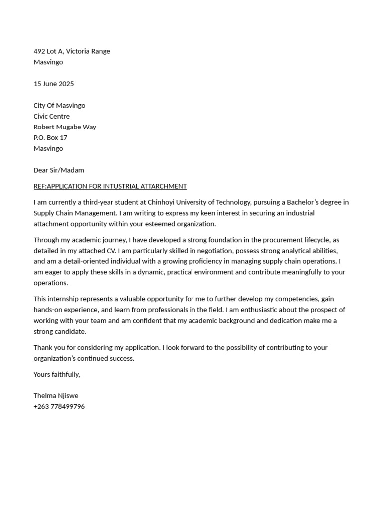 Thelma Application Letter | PDF