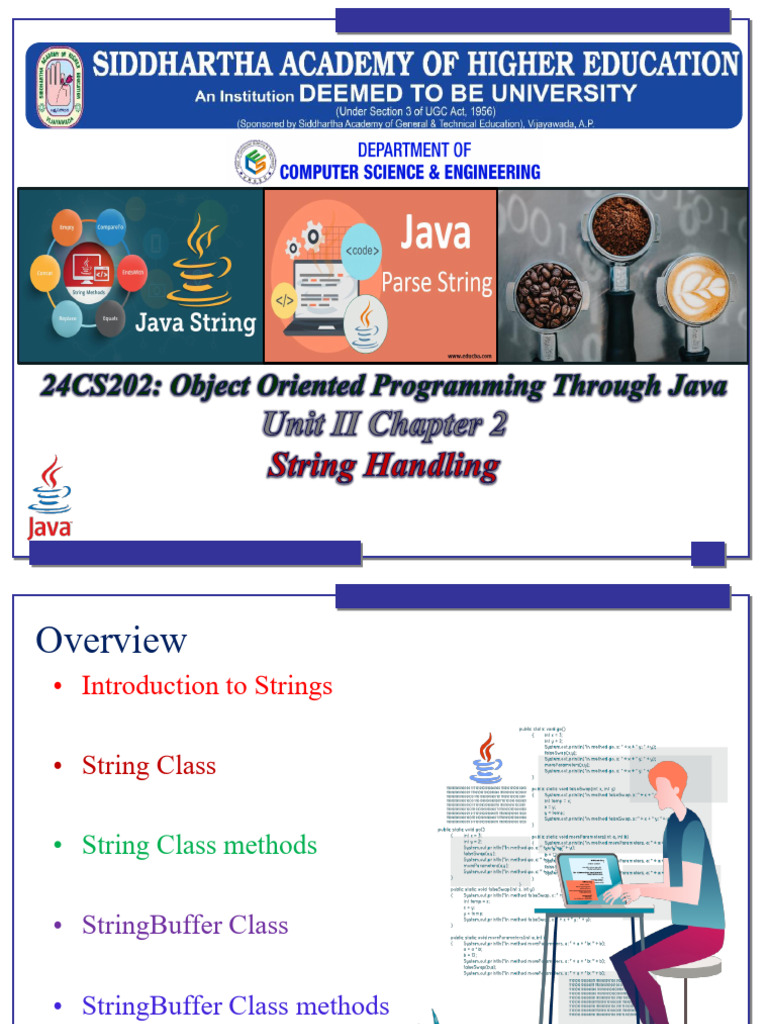 24CS202 OOP Through Java Unit II Chapter 2 String Handling | PDF | String (Computer Science ...
