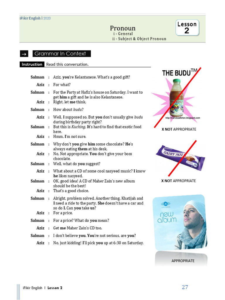 7th Grade Pronouns Worksheet | PDF | Subject (Grammar) | Object (Grammar)