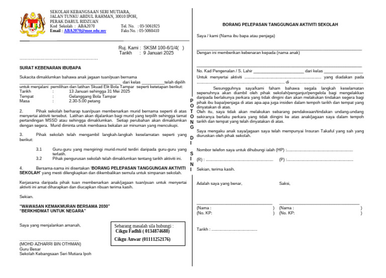 Surat Pelepasan Aktvt Koko (2) (2) | PDF