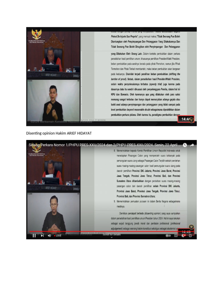 Disenting Opinion Hakim ARIEF HIDAYAT | PDF