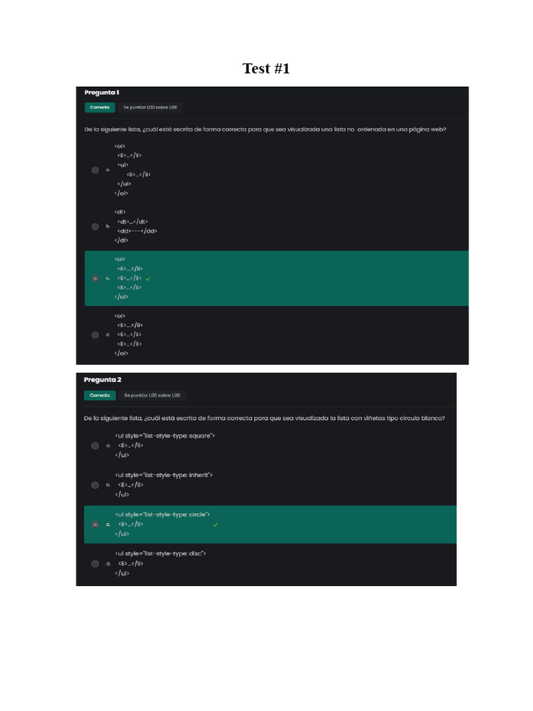 Test#1 y #2 - Desarrollo Web | PDF