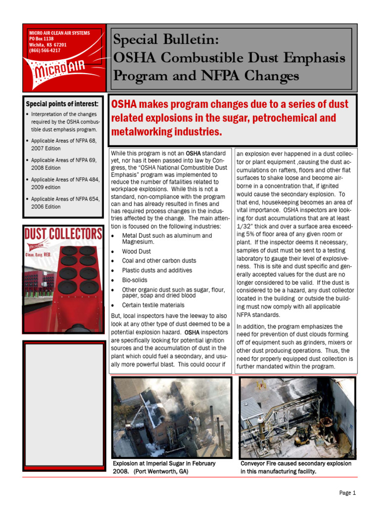 OSHA Combustible Dust Program Overview | PDF | Duct (Flow)