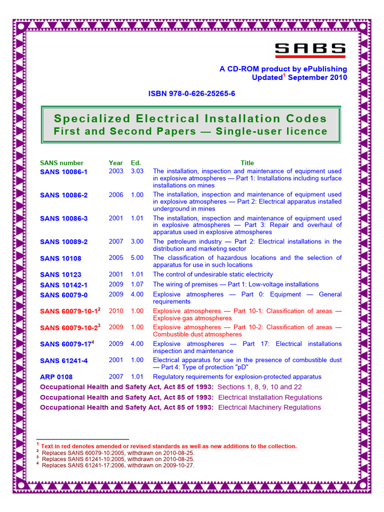 Specialized Electrical Installation Codes - September 2010 | PDF ...
