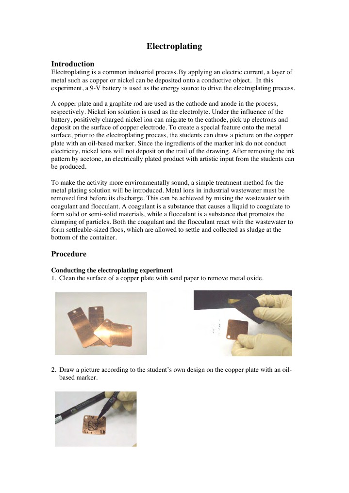 Electroplating: Conducting The Electroplating Experiment | PDF | Anode ...