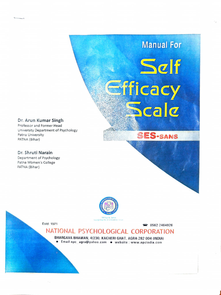 Self Efficacy Scale - Basics To Forensic Psychology - Elective - 2023 ...