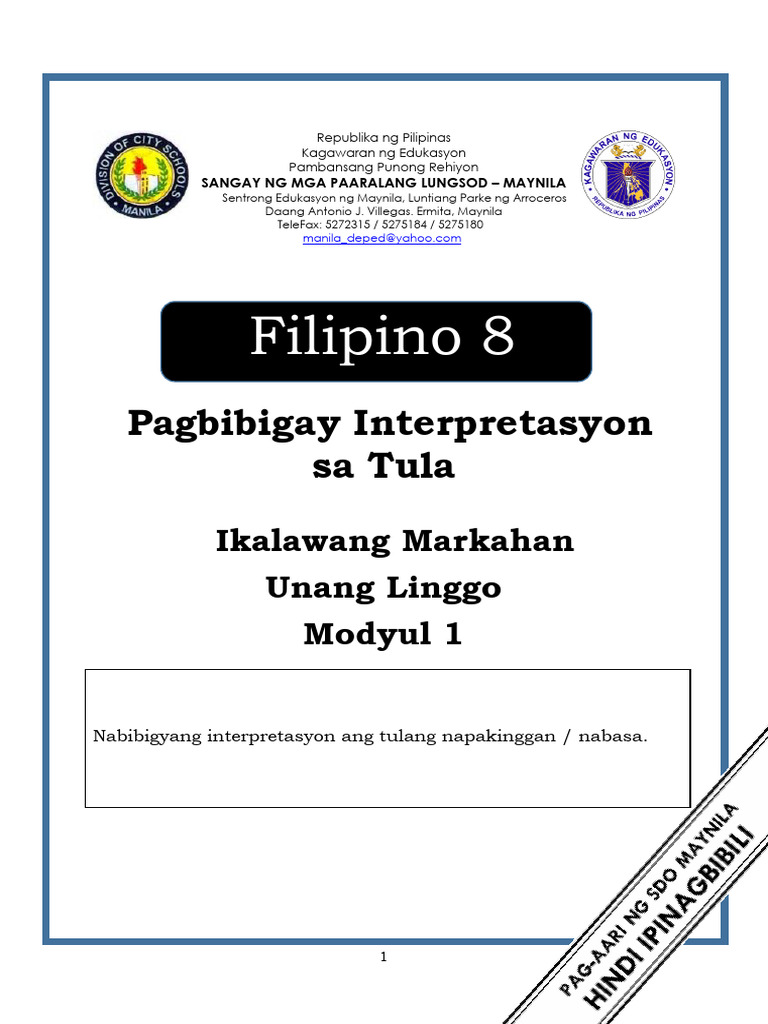 Filipino 8 q2 Mod1 | PDF