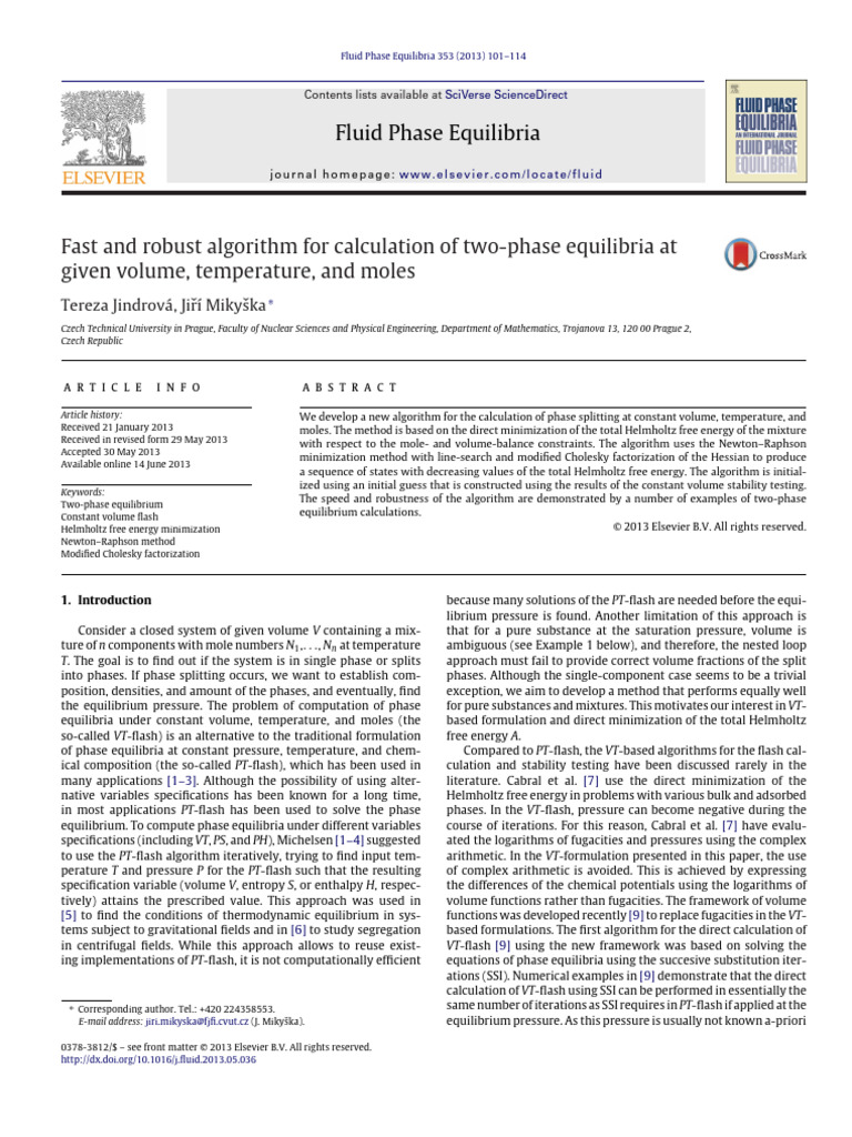 Fast Algorithm for Two-Phase Equilibria | PDF | Chemical Equilibrium ...