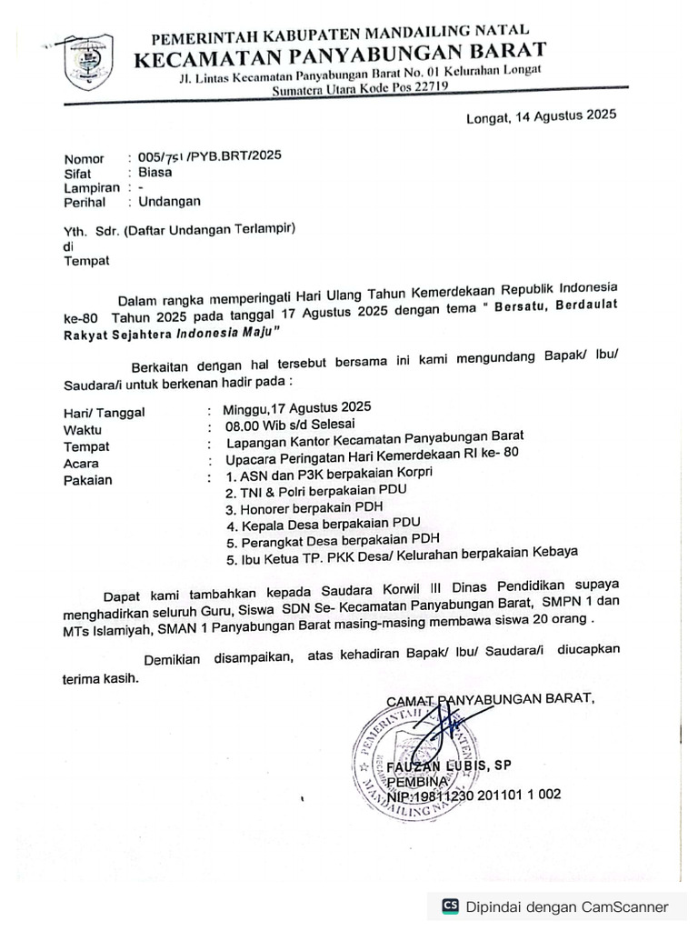 Undangan Upacara HUT RI Ke - 80 | PDF