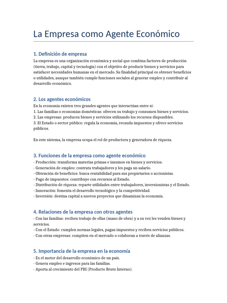 La Empresa como Agente Económico | PDF | Business | Bienes