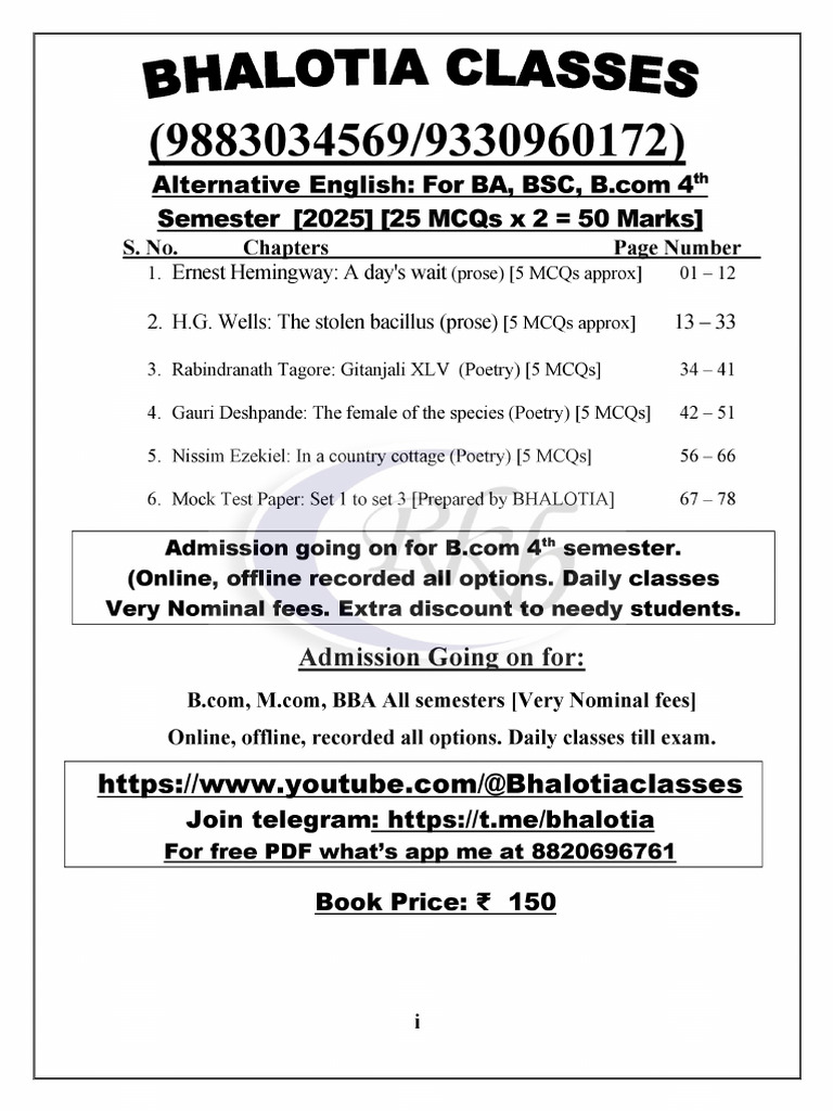 Alternative English Sem-4 Notes | PDF