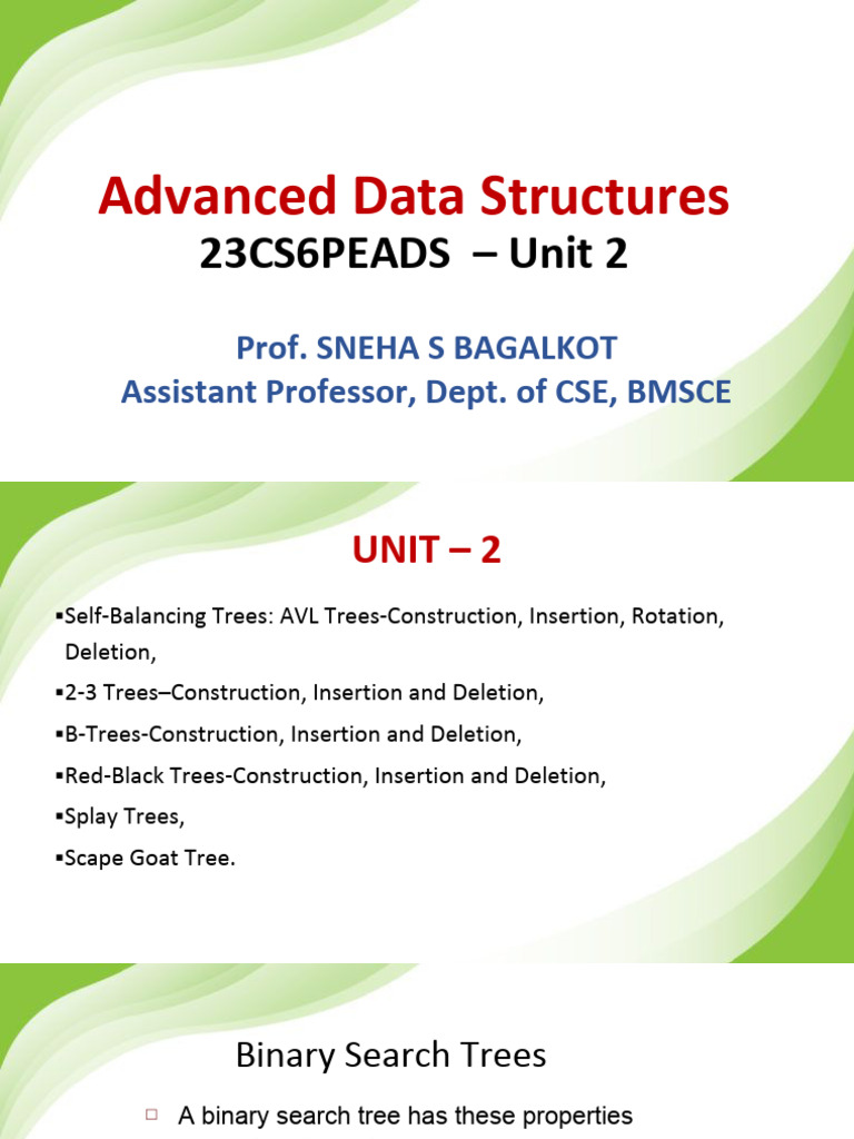 Advanced Data Structures: AVL & 2-3 Trees | PDF | Algorithms ...