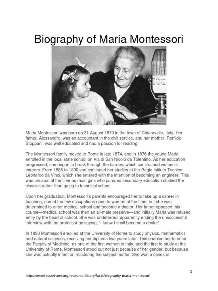 Maria Montessori: A Pioneering Biography | PDF