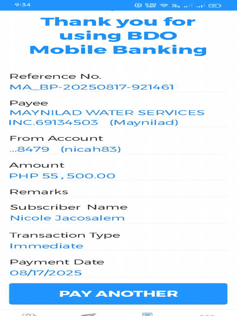 Thank You For Using BDO Mobile Banking: Reference No | PDF