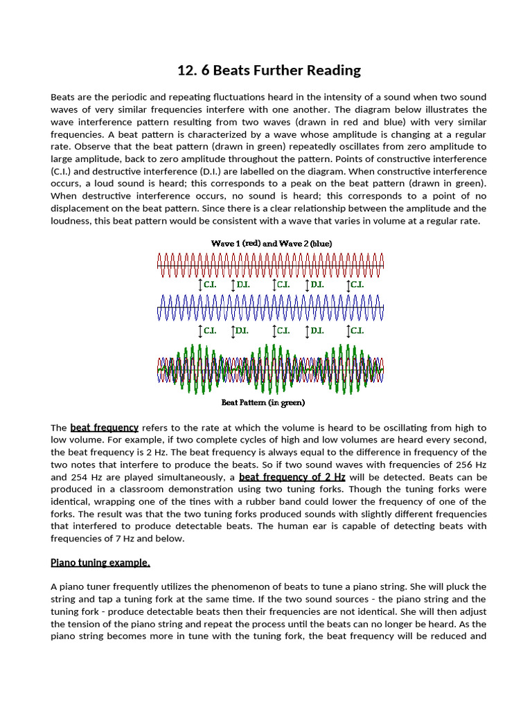 12.6 Beats Extension Reading | PDF | Sound | Frequency