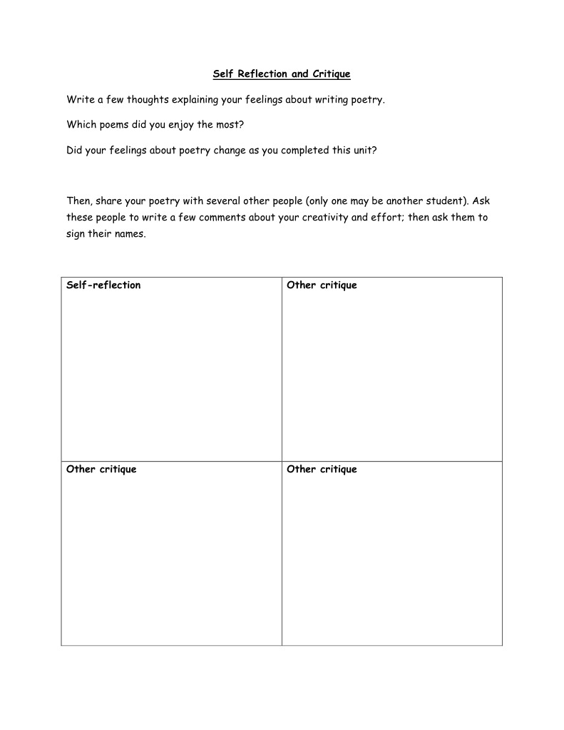 Self Reflection in Poetry Writing | PDF