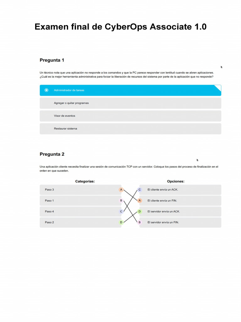 Examen Final de CyberOps Associate 1.0 | PDF | Red de computadoras | Yo Pv6