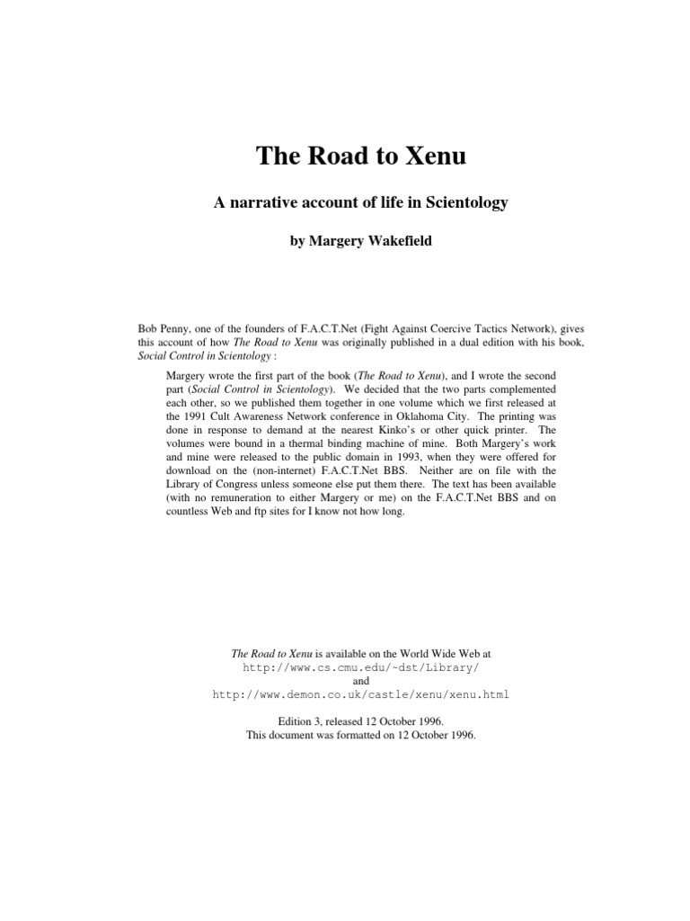 The Road To Xenu: A Narrative Account of Life in Scientology | PDF ...
