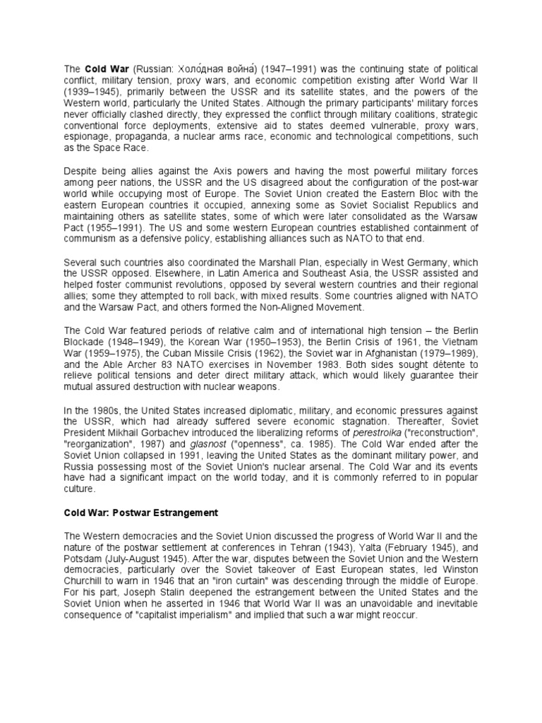 The Cold War | PDF | Cold War | Warsaw Pact