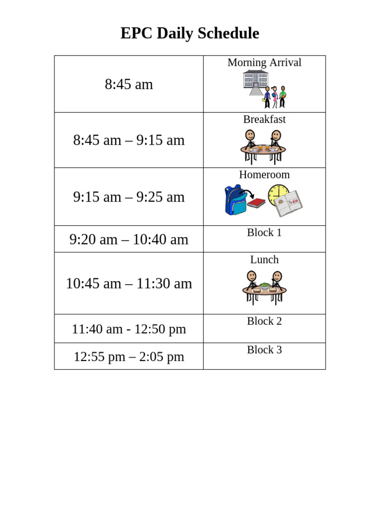 EPC Daily Schedule Overview | PDF