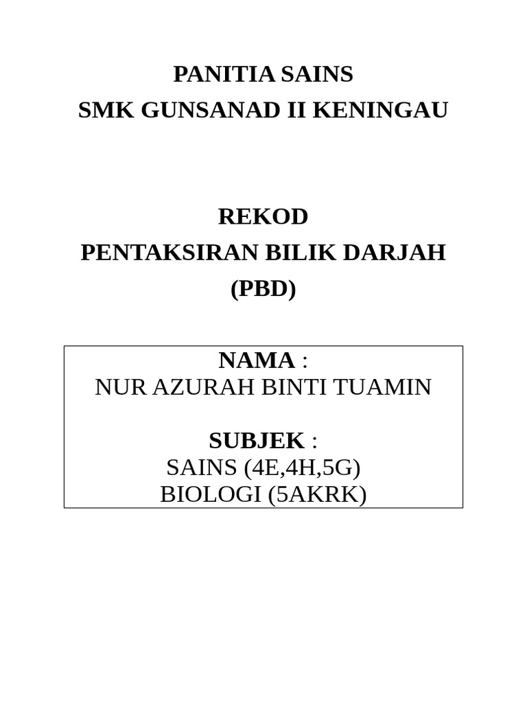 Cover Fail Rekod Transit Pbd | PDF