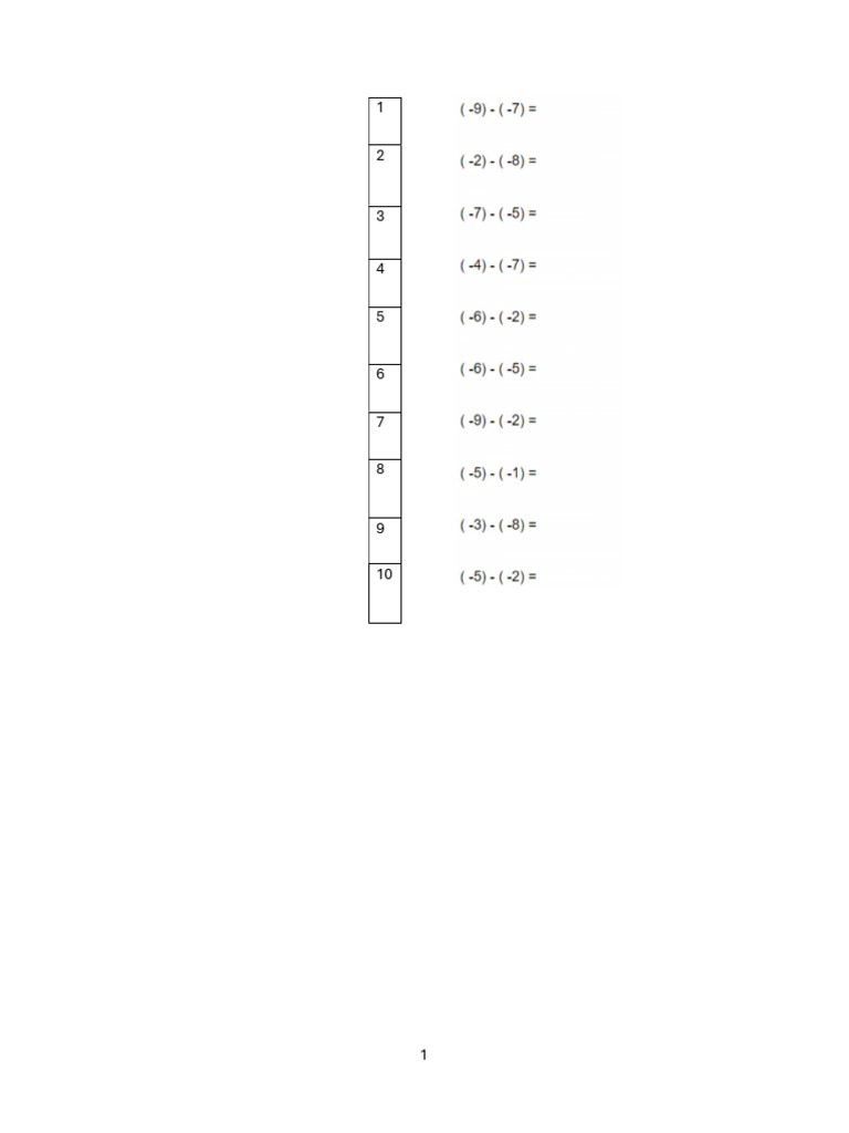 Extra Exercise Adding and Subtracting Integers | PDF