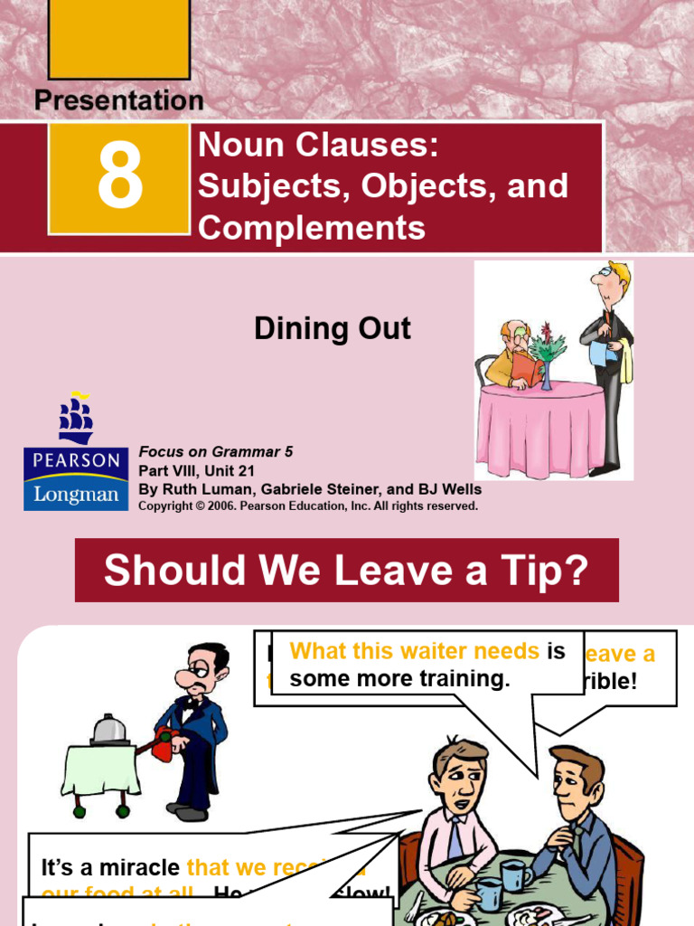 8 GRAMMAR Noun Clauses Subjects, Objects, and Complements | PDF | Clause | Noun