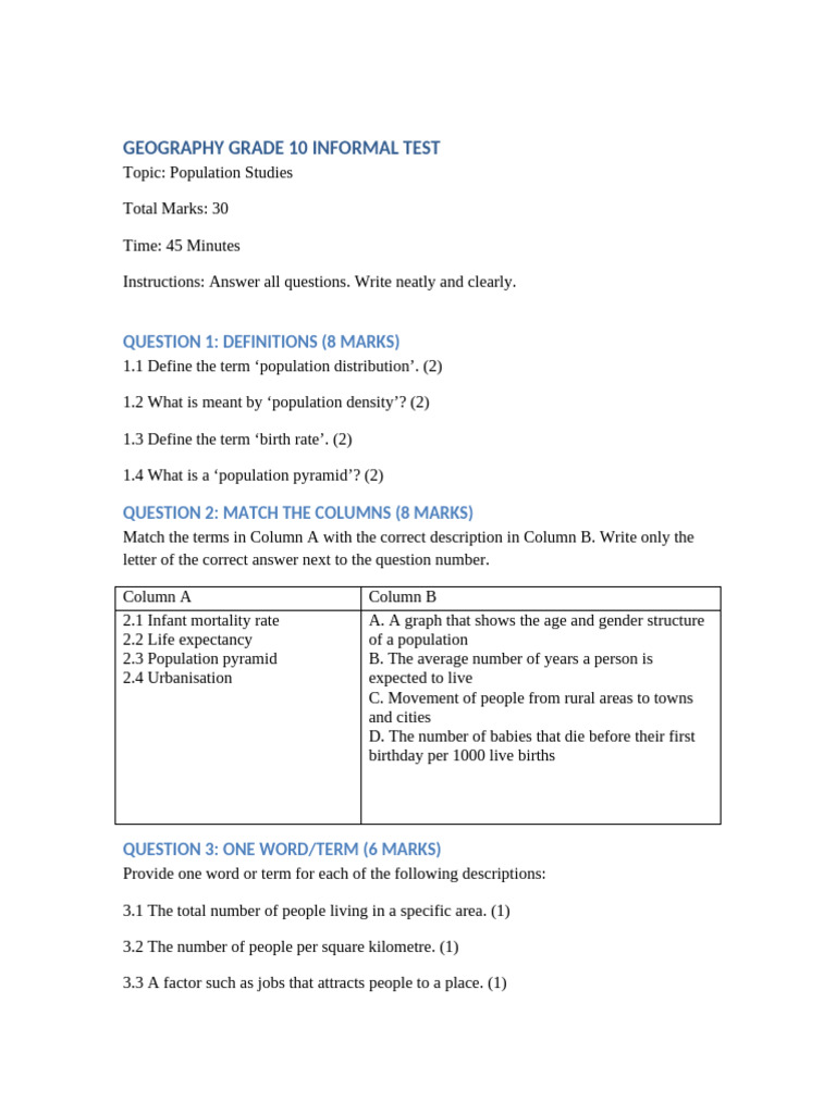 Geography - Grade 10 | PDF