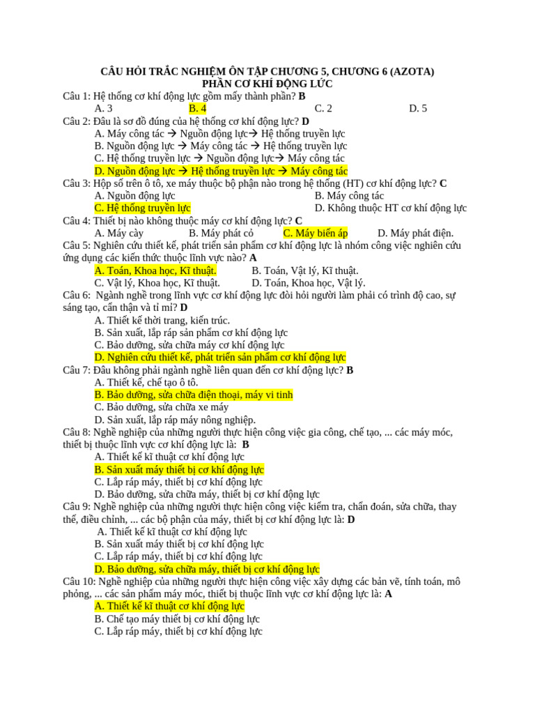 Ôn Tập GKII Ngân Hàng Câu Hỏi Gui Hs | PDF