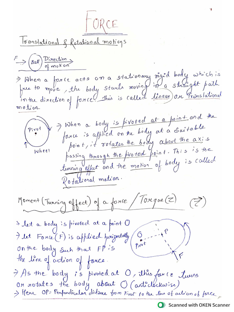 Force Chapter 1 of ICSE Physics Class 10 | PDF