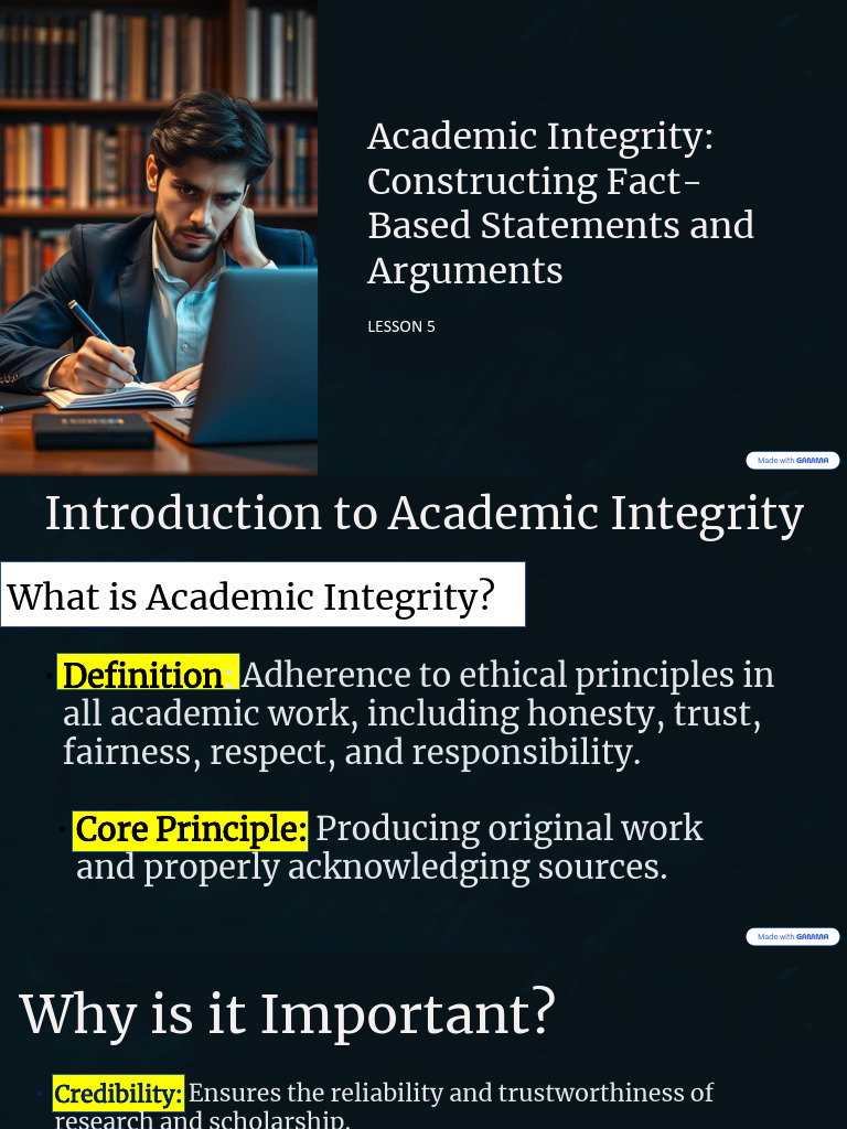 EAPP LESSON 5 Academic Integrity Constructing Fact Based Statements and ...