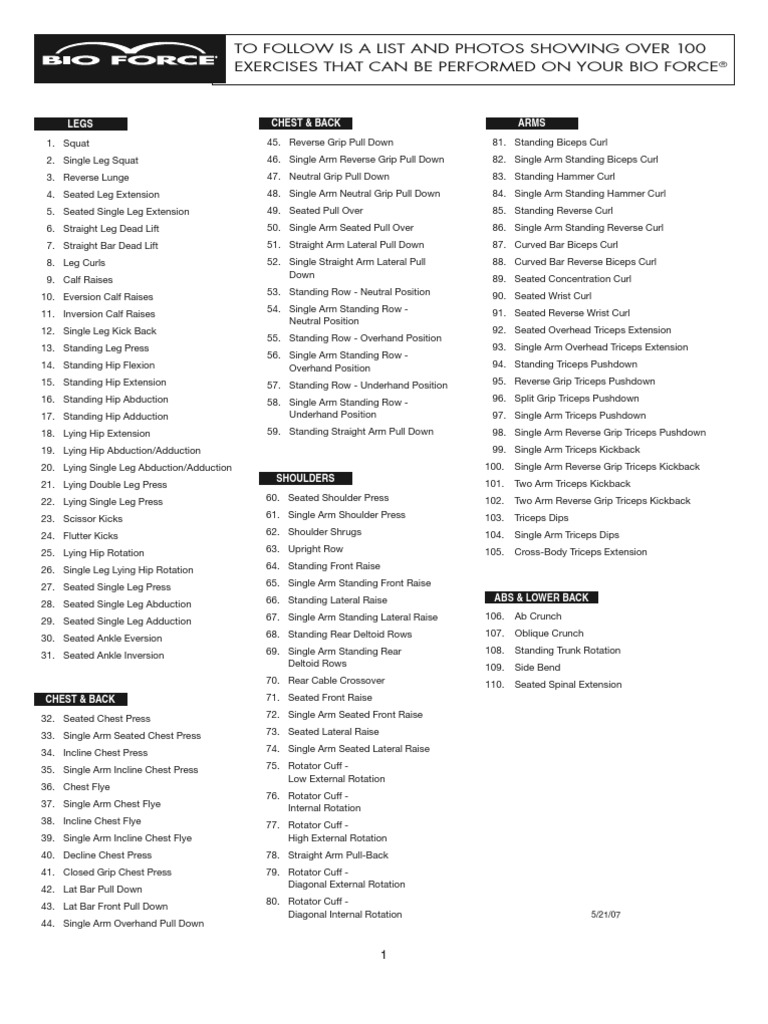 Bio Force Exercise | PDF | Anatomical Terms Of Motion | Shoulder