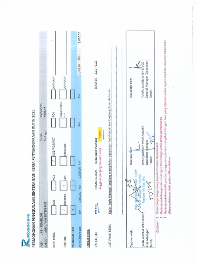 Permohonan Jentera 2025 - p3 (Mei) - Aura Ahm - Mohd Asri Hamzah - Lulus | PDF