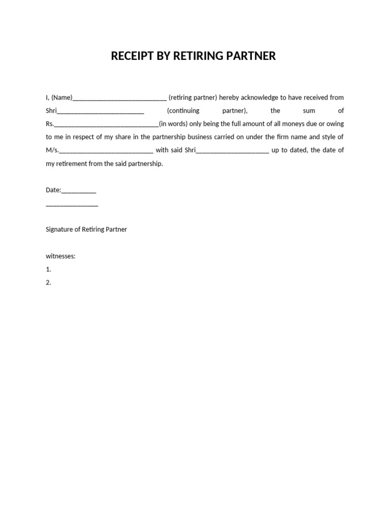 Receipt by Retiring Partner | PDF