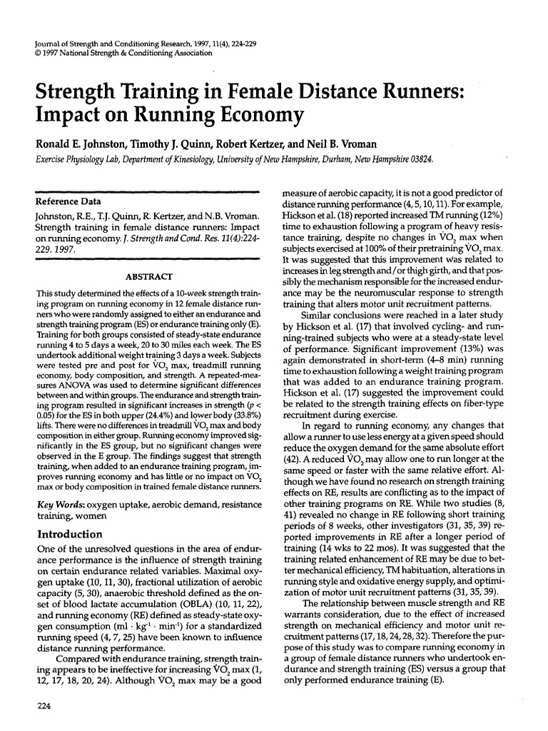 Strength Training in Female Distance Runners .4 | PDF