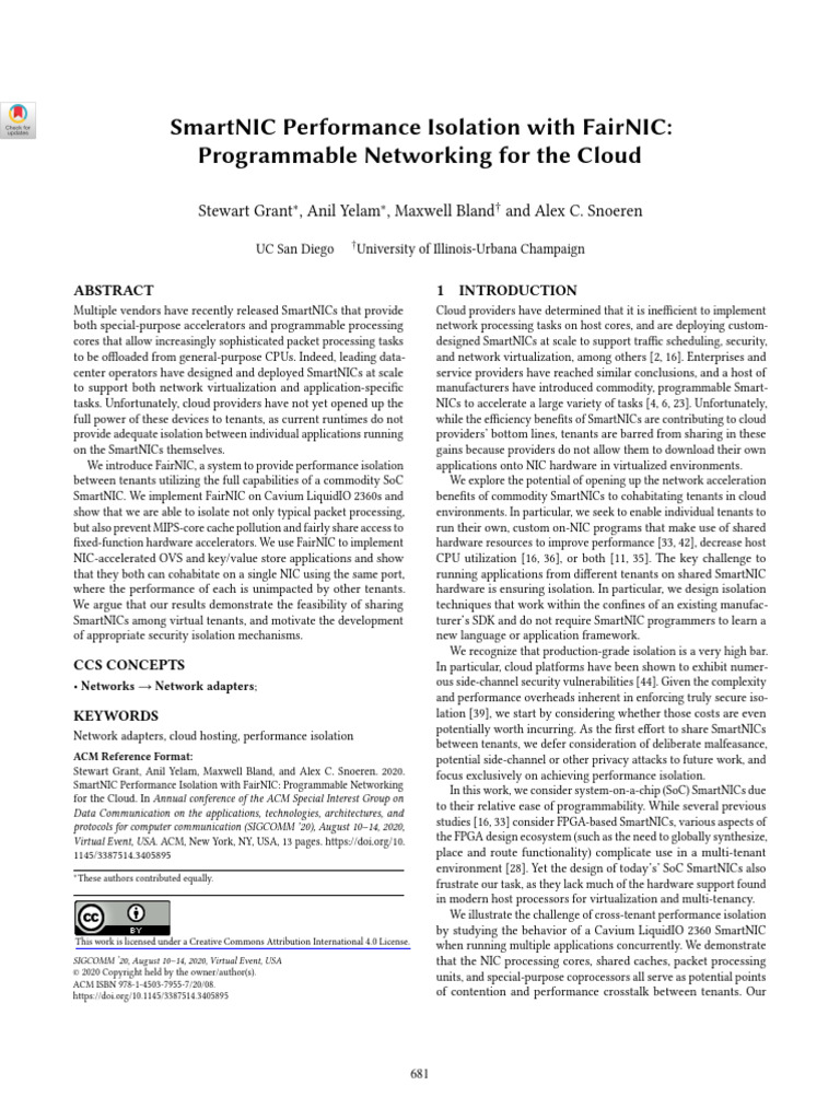 SmartNIC Features and Performance Isolation | PDF | Cpu Cache | Network ...