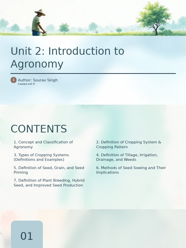 Unit 2 - Introduction To Agronomy | PDF | Agriculture | Agronomy