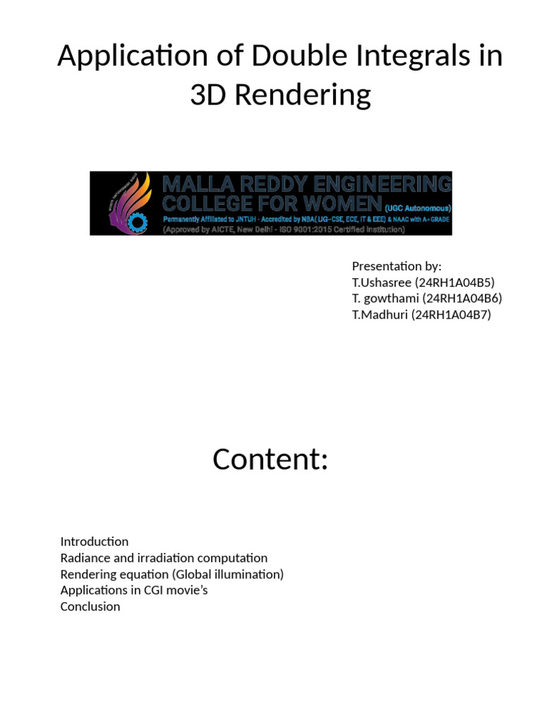 Double Integrals in 3D Rendering | PDF