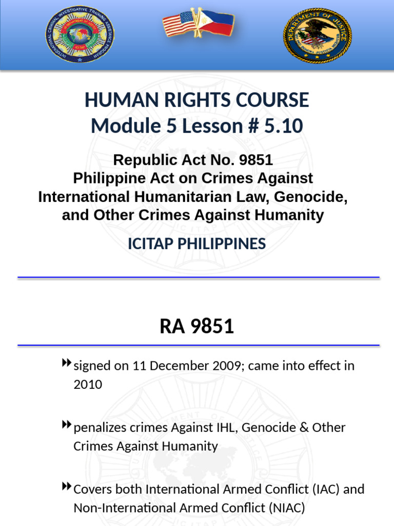 Overview of RA 9851 on Human Rights | PDF | International Humanitarian ...