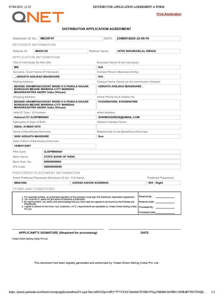 Distributor Application Agreement Form | PDF | Taxes