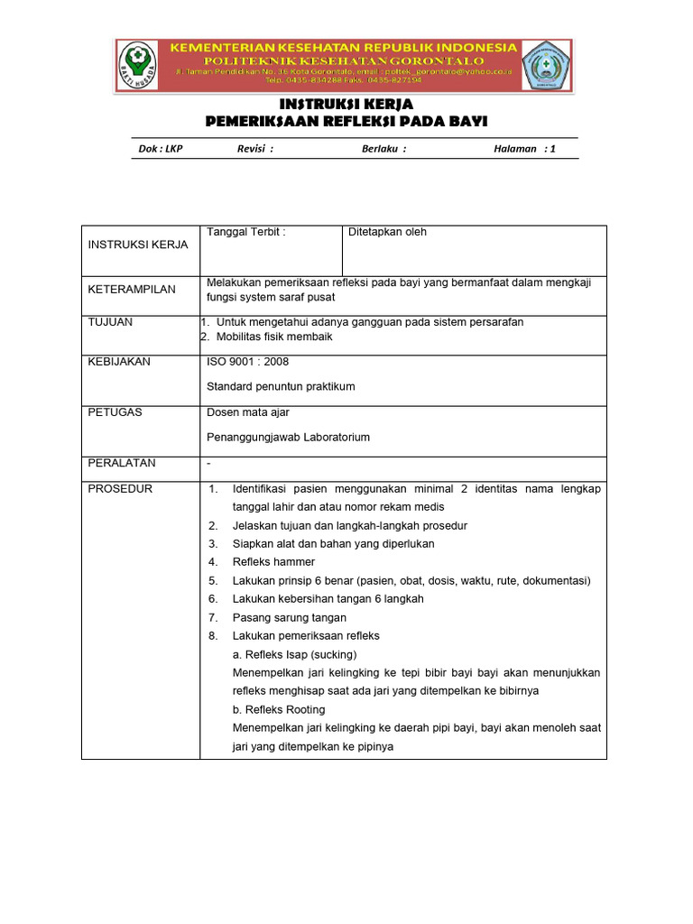 Sop Reflek Bayi | PDF