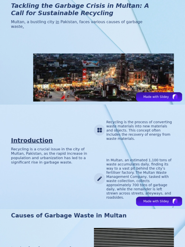 Multan, A Bustling City in Pakistan, Faces Various Causes of Garbage ...