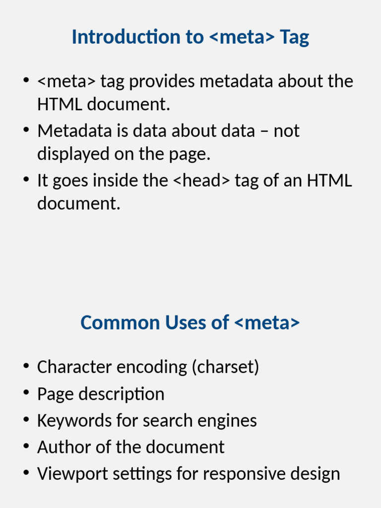 Understanding the Tag in HTML | PDF