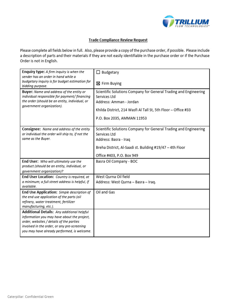 Inquiry Screening End User Declaration Form | PDF