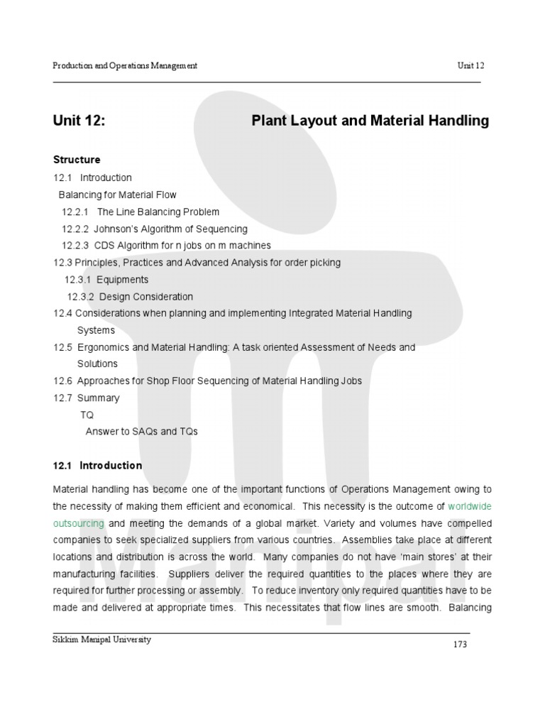 12 Plant Layout and Material Handling | PDF | Warehouse | Operations ...