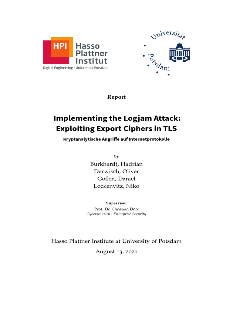 Implementing The Logjam Attack - Exploiting Export Ciphers in TLS | PDF | Transport Layer ...