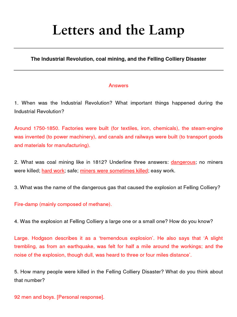 The Industrial Revolution Coal Mining and The Felling Colliery Disaster ...